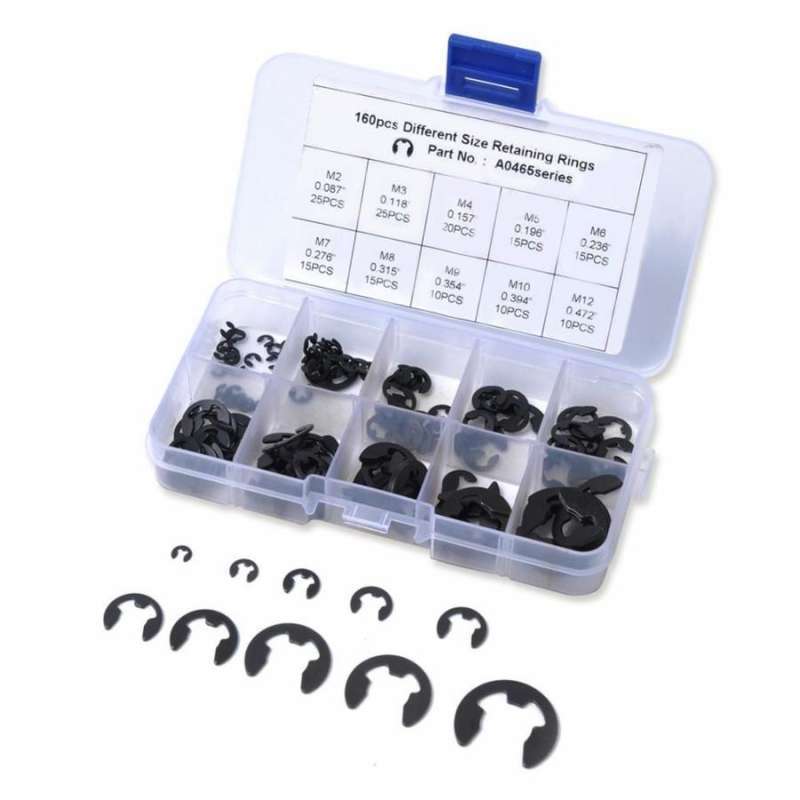 Jual Carbon Spring Steel E Clip Snap Ring Assortment Circlip Retaining ...