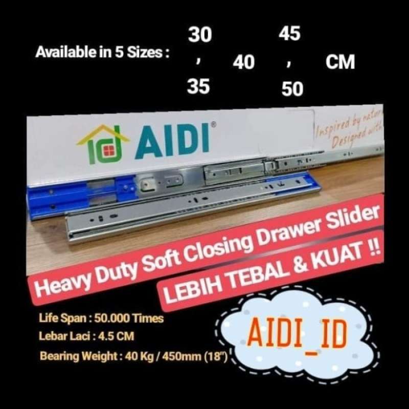 Jual AIDI REL LACI SLOW MOTION SOFT CLOSING HEAVY DUTY DRAWER SLIDER ...