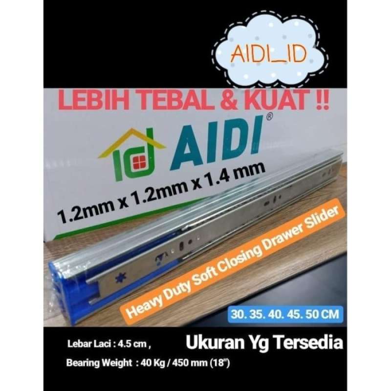 Jual AIDI REL LACI SLOW MOTION SOFT CLOSING HEAVY DUTY DRAWER SLIDER ...