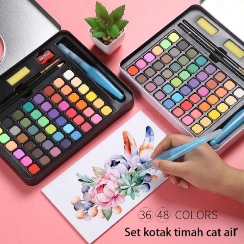 Jual aPG Cat Air Lukis Anak Watercolor Set Lengkap Kuas Lukis/ Alat ...