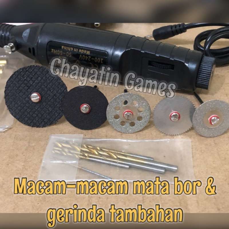 Promo Bor Mini / Gerinda Mini + Mata + Adaptor Komplit Sesuai Dengan ...