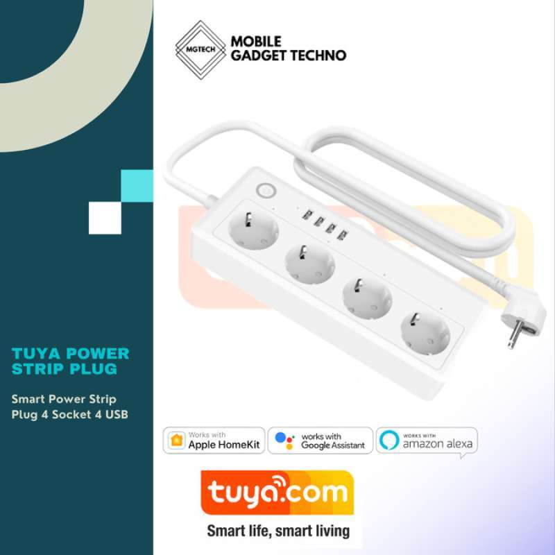 Promo Tuya Smart Power Strip Plug 4 Socket 4 USB Ports Stop kontak ...