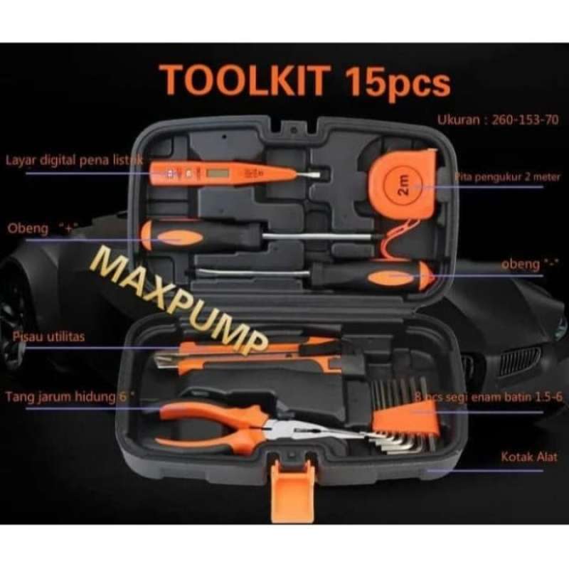 Promo Toolbox Repair Kit Home DIY 15pcs Tool Toolset Lengkap 15 in 1 Toolkit Diskon 23% di ...