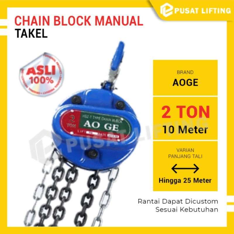 Promo Chain Block 2 Ton 10 Meter AOGE Takel katrol Manual Diskon 23% di ...