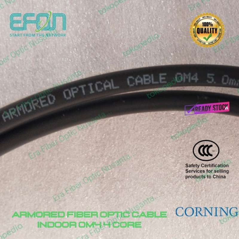 Promo Armored Fiber Optic Cable 4 Core OM4 With Connector 1 Meter ...
