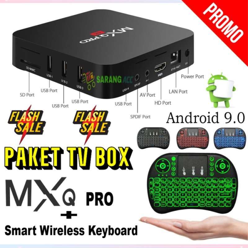 Promo PAKET Android TV Box MXQ Pro 4K Android 9 + KEYBOARD NI i8 Diskon ...