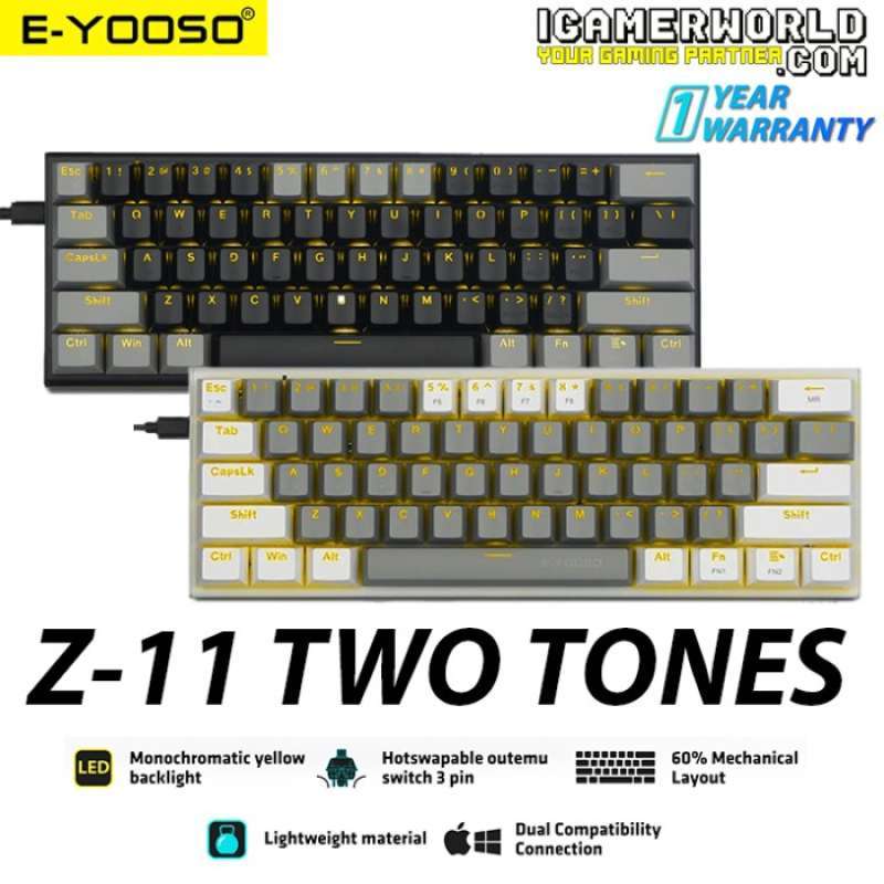 Promo E-YOOSO Z11 Two Tones 60% Type-C Hotswap Mechanical Gaming Keyboard Diskon 23% di Seller ...