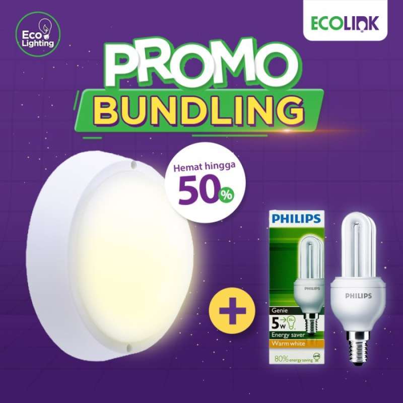 Promo Ecolink LED Bulkhead 12 Watt 4000K Diskon 23% di Seller Surota ...
