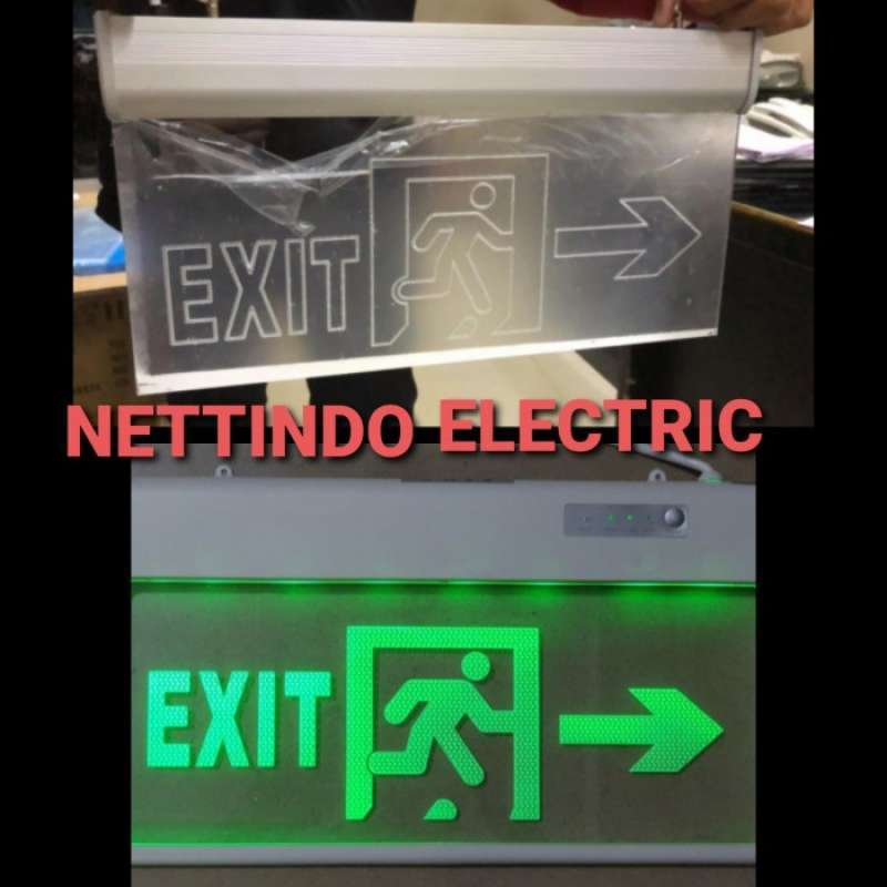 Promo LAMPU EXIT LED ORG LARI EMERGENCY TRANSPARAN LED HIJAU / SIGN ...