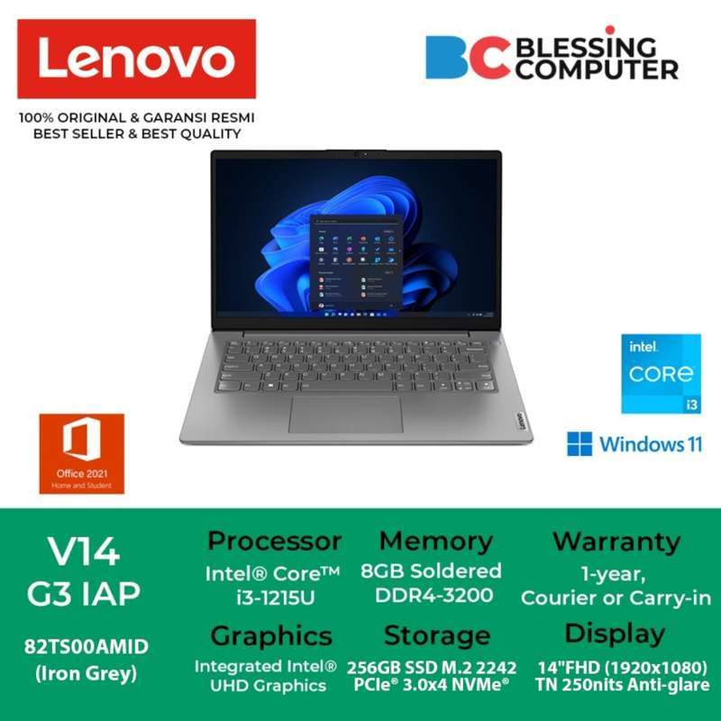 Jual Lenovo V14 G3 Iap 82ts00amid Core I3 1215u 8gb 256gb Ssd W11 Ohs Grey Di Seller Blessing ...