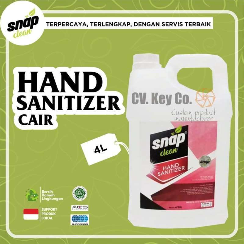 Jual Hand Sanitizer Snap Clean Alkohol 70%, 4Ltr, Bonus Botol 60ml ...