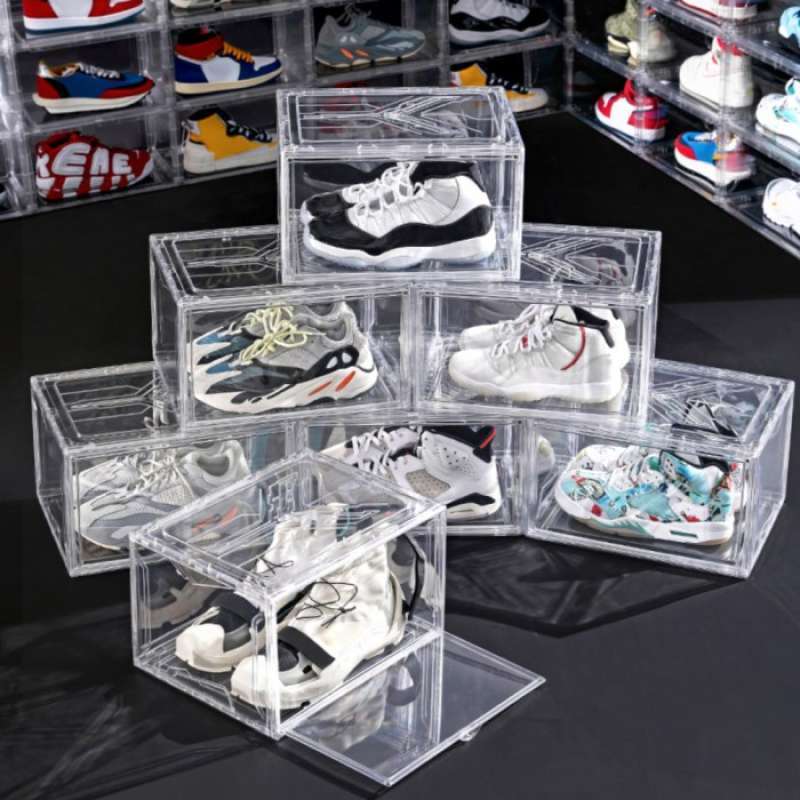 Jual [crystal] Sneakers Box Full Acrylic Side Open Transparent Extra ...