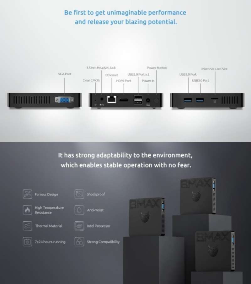 Jual Mini PC BMAX B1 PRO Intel N4000 RAM 8/128GB WiFi HDMI VGA Windows 11 Pro di Seller New ...