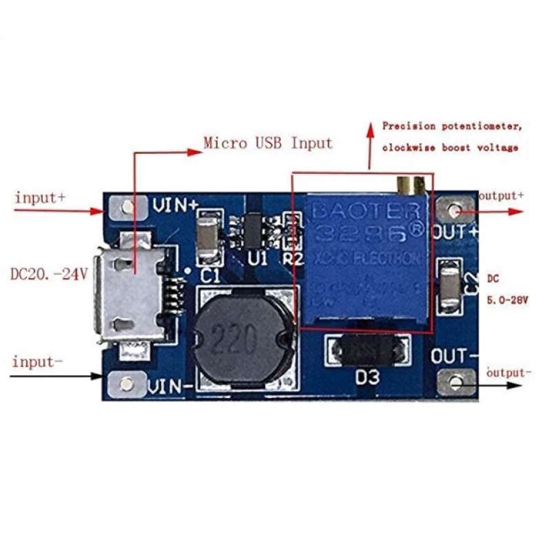 Jual (ready Stock) 2577 2a Dc-dc Micro Usb Adjustable Boost Converter ...