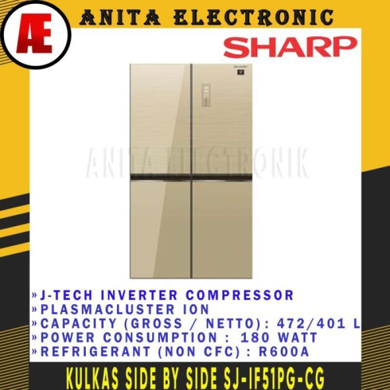 Jual Kulkas Sharp Side By Side 4 Pintu Glass Mirror Sj-If51Pg-Cg Baru ...