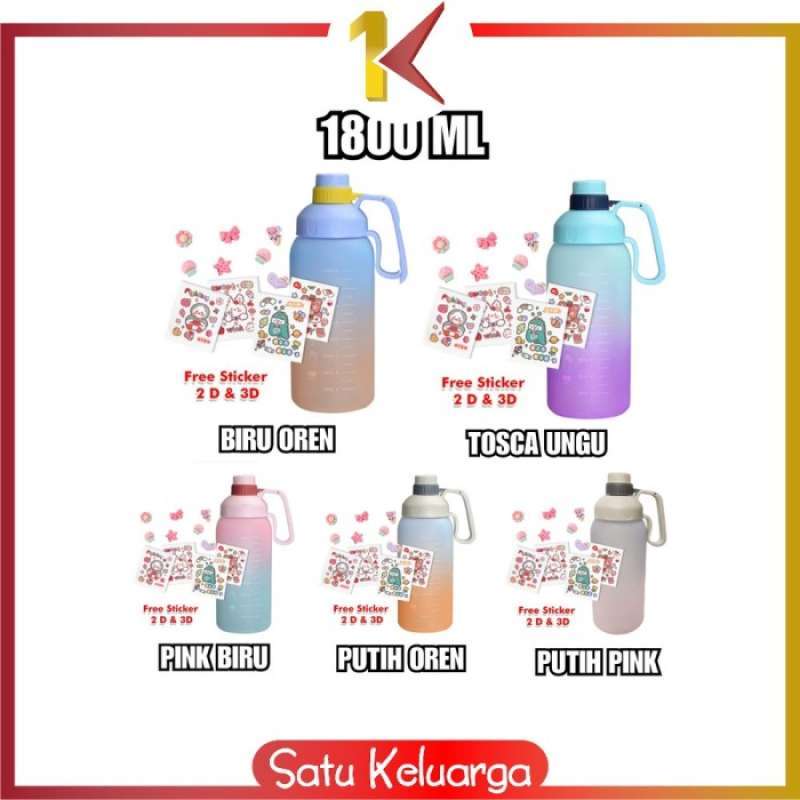 Promo SK-C301 BOTOL MINUM MOTIVASI 2 LITER / BOTOL MINUM PENANDA WAKTU ...