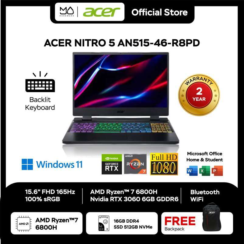 Jual Laptop Acer Nitro 5 An515-46-r8pd – Black [ryzen 7 6800h-16gb-ssd ...