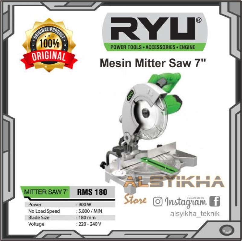 Promo Miter Saw Ryu Rms180 7 Mesin Potong Alumunium Rms 180 7 Inch ...