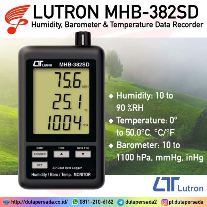 Promo Lutron MHB-382SD Humidity, Barometer & Temperature Data Recorder Diskon 23% di Seller Rhmd ...