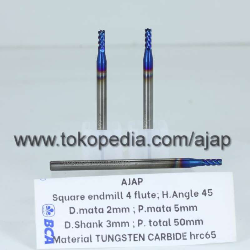 Promo Mata router bit flat ENDMILL 4FLUTE 2mm hrc65 angle45 mata CNC ...