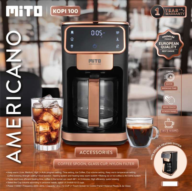 Promo Mito Coffee Maker Digital Kopi-100 1.8l Mesin Kopi Double Heating ...