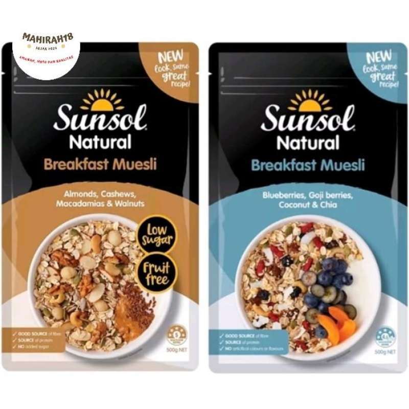 Jual sunsol natural breakfast muesli ALMOND CASHEW / BERRIES CHIA 500 ...