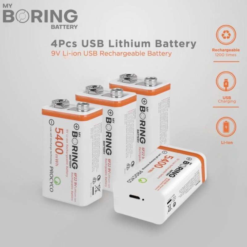 Promo New My Boring 9V Rechargeable Li-Ion Battery 5400 Mwh Battery ...