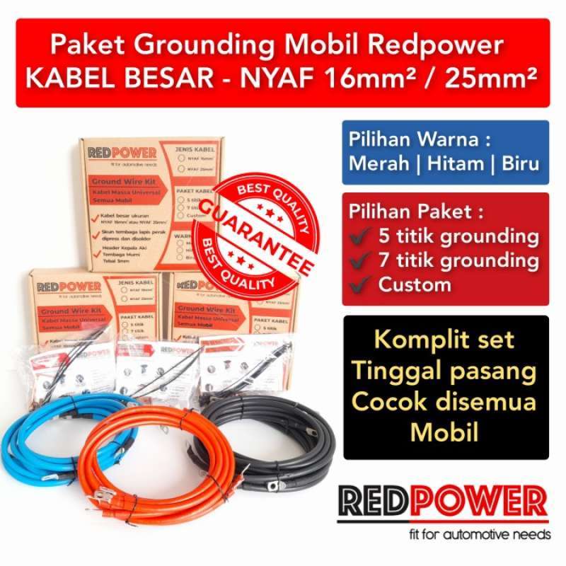 Promo Kabel ground wirekit grounding mobil Redpower NYAF 16mm 25mm Diskon 23% di Seller Rhmd ...
