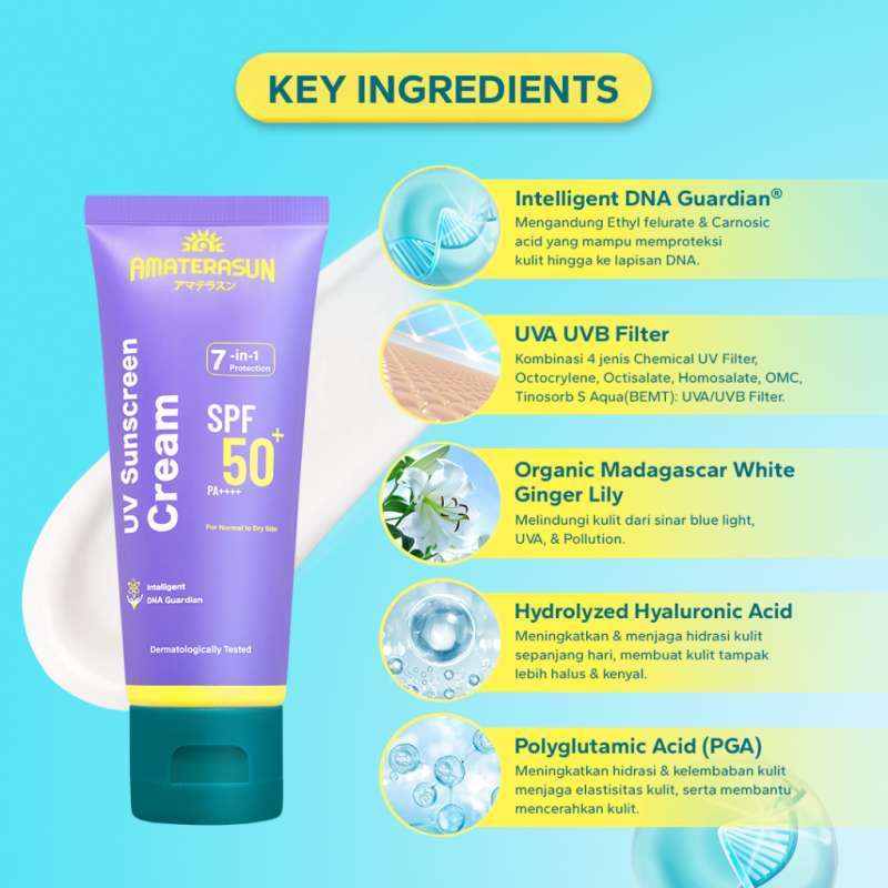 Promo AMATERASUN UV Sunscreen Cream SPF 50+ PA++++ 50gr Original Diskon 12% di Seller misley ...