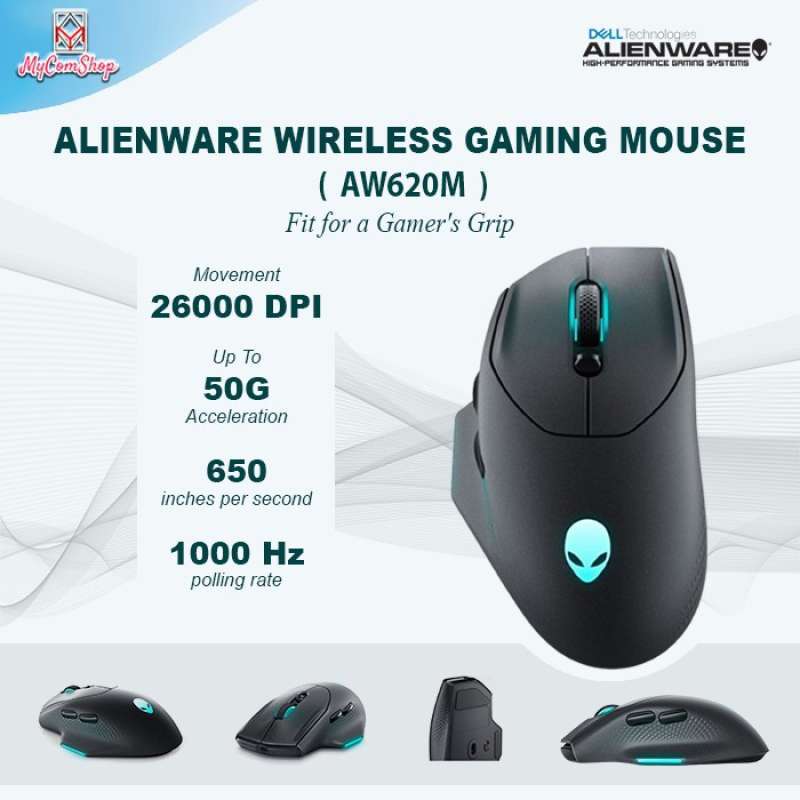 Jual DELL ALIENWARE WIRELESS GAMING MOUSE AW620M 26K DPI RGB di Seller ...