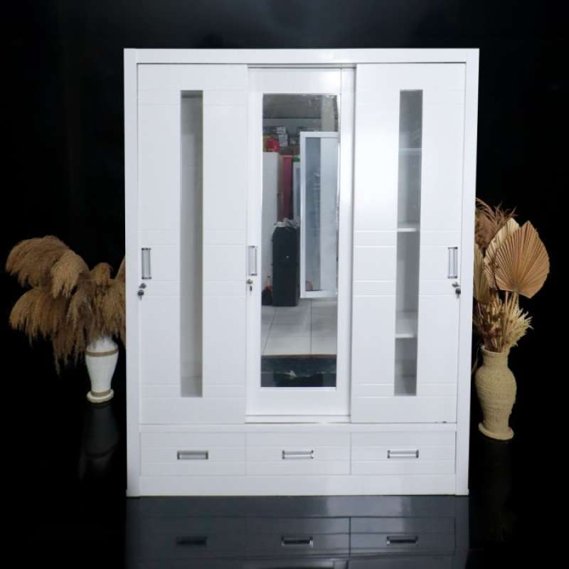Promo Lemari Pakaian 3 Pintu Sliding Duco/ Lemari Baju/Minimalis/Sliding Diskon 23% di Seller ...