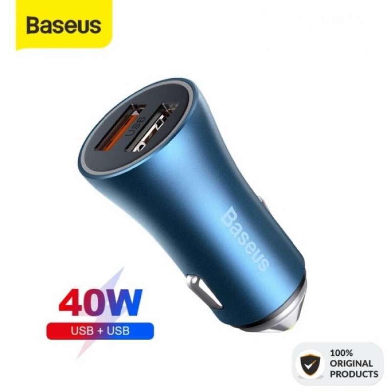 Promo BASEUS 40W CAR CHARGER MOBIL USB+TYPE C PORT PD FAST CHARGING ...