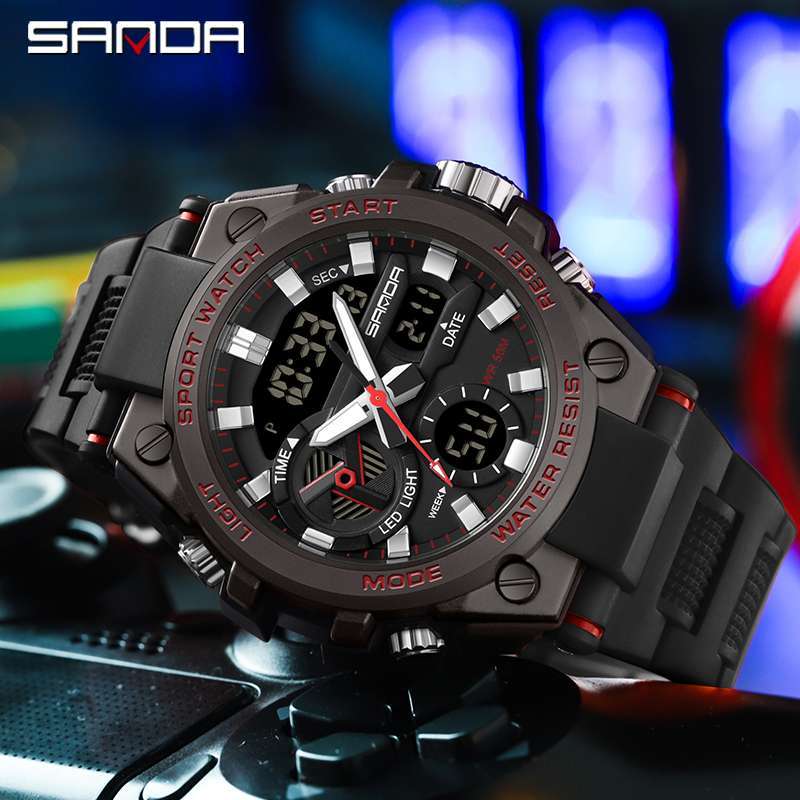 Promo SANDA 3311 Jam Tangan Pria Digital Analog Tali Rubber Chronograph ...