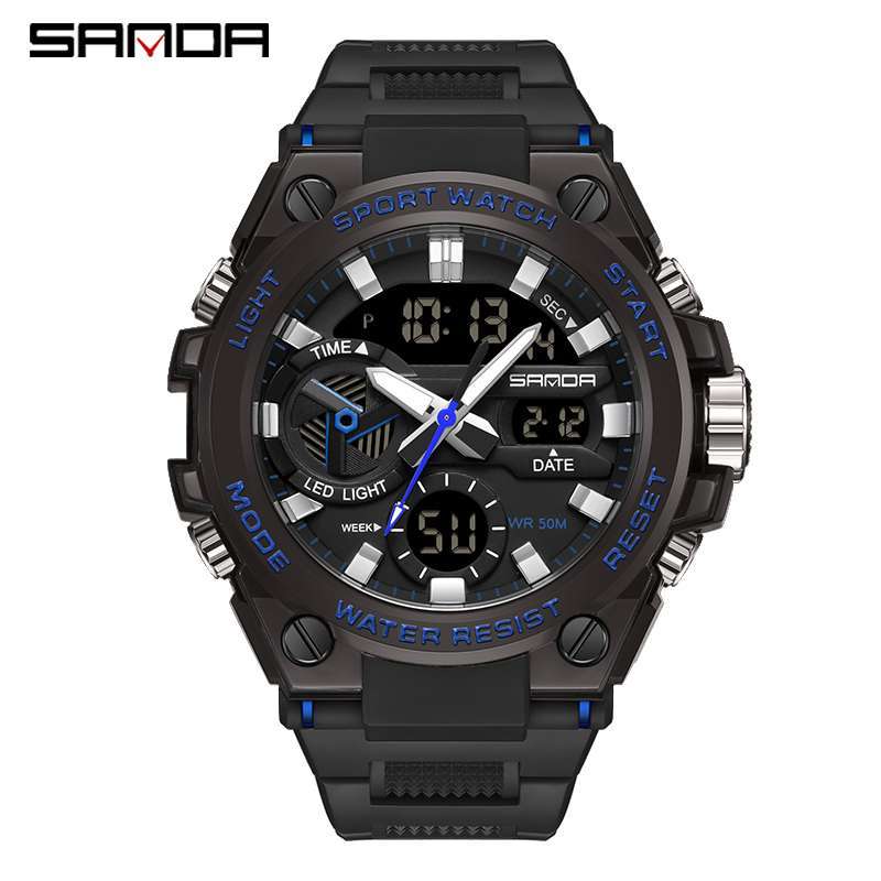 Promo SANDA 3311 Jam Tangan Pria Digital Analog Tali Rubber Chronograph ...
