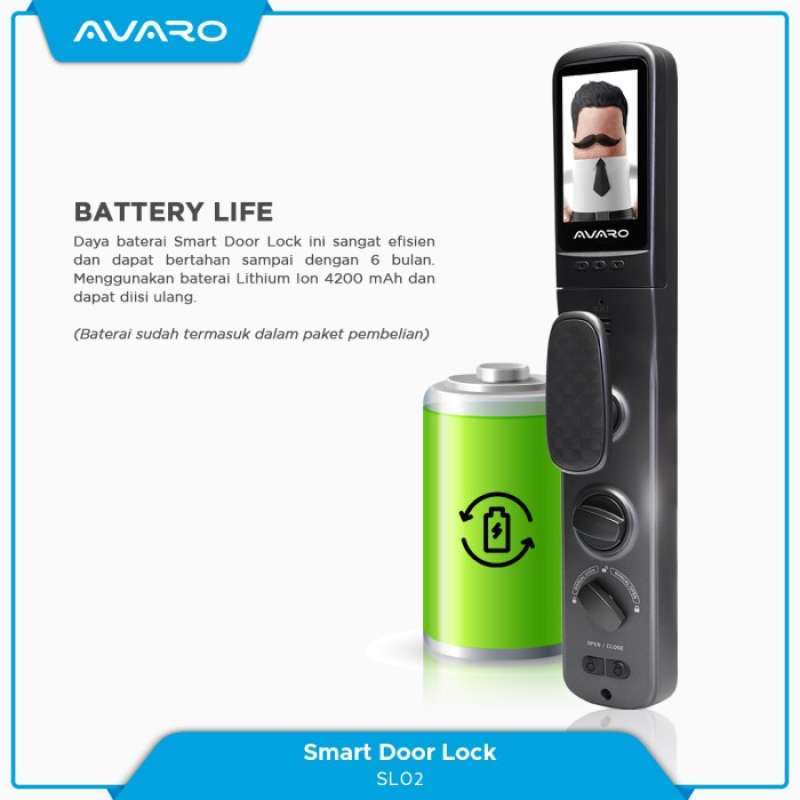 Promo AVARO SL02 SMART DOOR LOCK HANDLE RFID FINGERPRINT CAMERA FACE ...