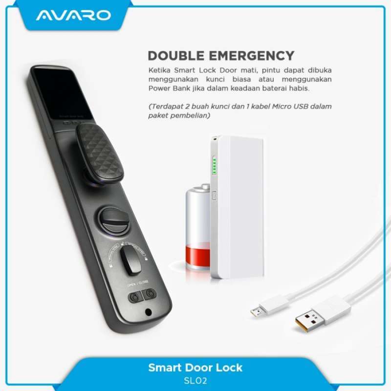 Promo AVARO SL02 SMART DOOR LOCK HANDLE RFID FINGERPRINT CAMERA FACE ...