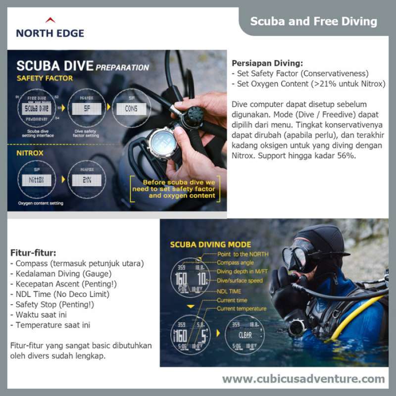 Promo DIVE COMPUTER NORTH EDGE AQUA - SCUBA DIVING FREEDIVING NITROX ...