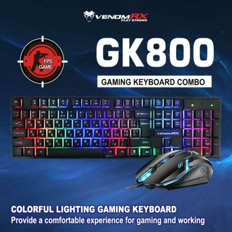 Promo VENOMRX KEYBOARD + MOUSE GAMING COMBO GK800 VENOM RX GK800 Diskon ...