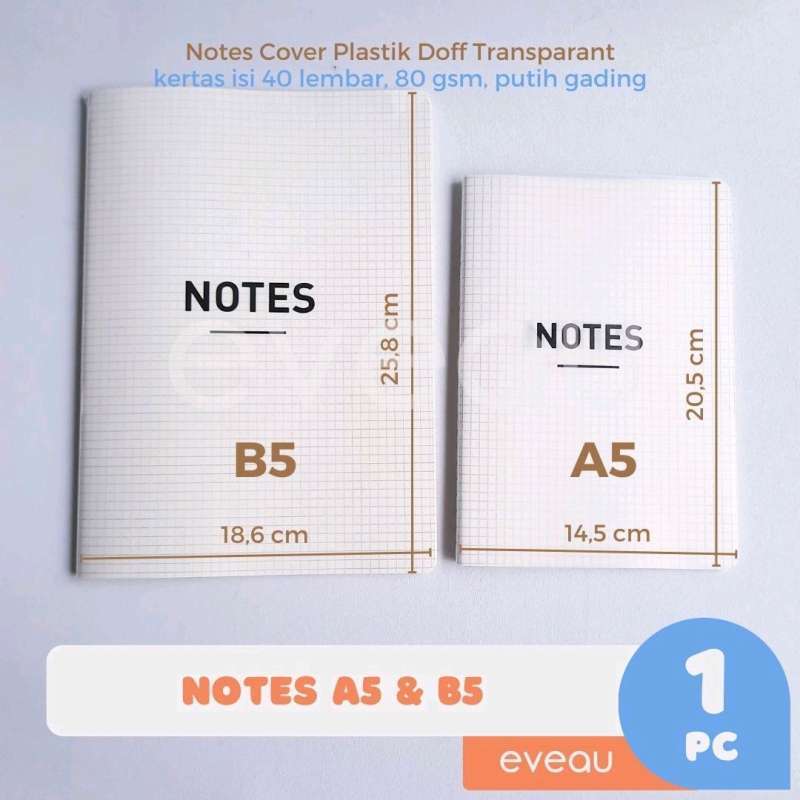 Jual Notebook Notes A5 B5 Cover Plastik Transparan 40 Lembar 80 gsm ...