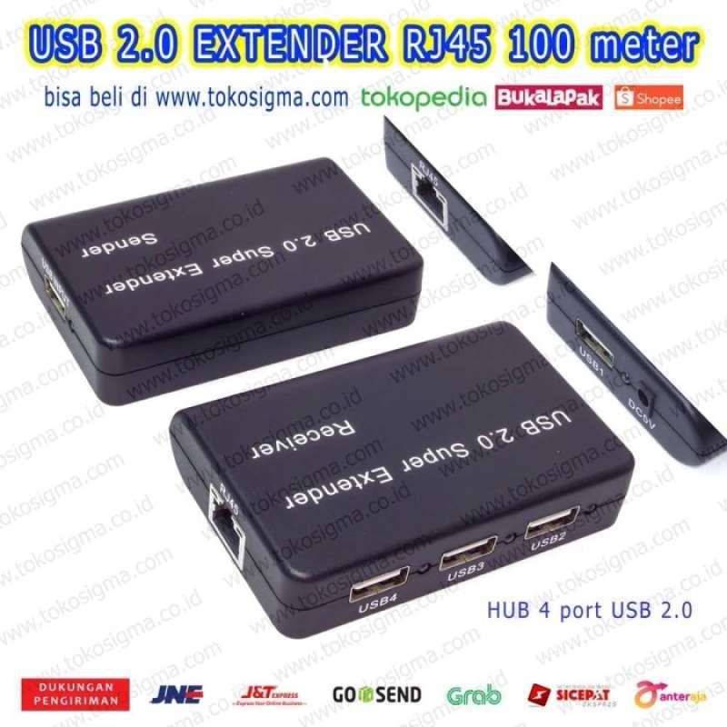 Promo USB EXTENSION EXTENDER OVER LAN RJ45 CAT5E CAT6 100M HUB 4PORT ...