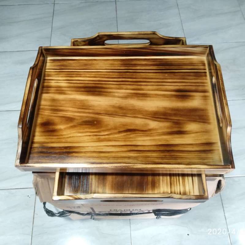 Promo Baki Kayu / Nampan Kayu / Tray Kayu Pinus Motif Bakaran 40 x 30 ...