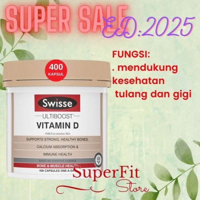 Promo Swisse Ultiboost Vitamin D D3 1000 iu - 250 400 kapsul Made in Aussie Diskon 33% di Seller ...