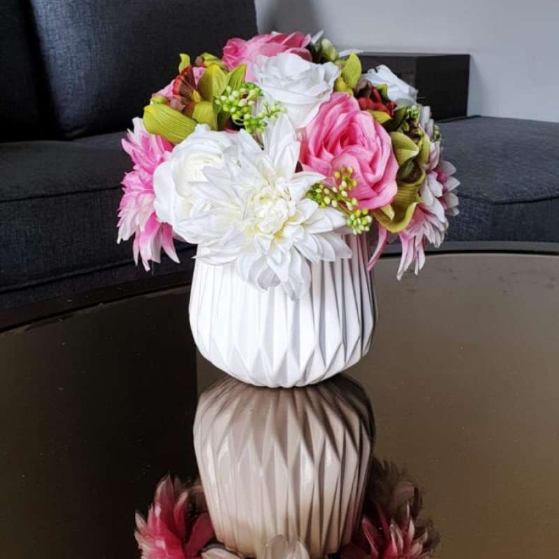Promo Bloom&blossom Rangkaian Bunga Artificial Rose Dahlia Vas Keramik ...