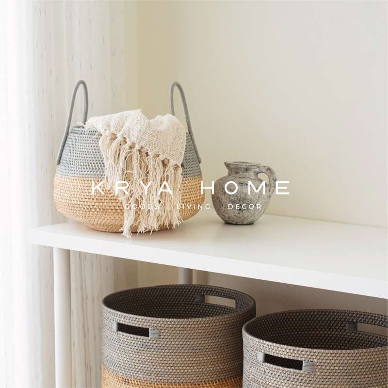 Jual Krya Home Keranjang Rattan / Rotan / Aesthetic Laundry Basket ...