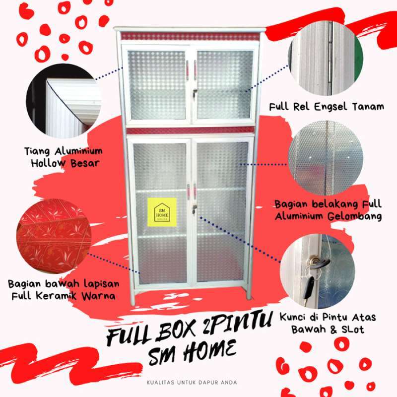 Promo Rak Piring Aluminium Full Box 2pintu Jumbo Tiang Besar Full ...