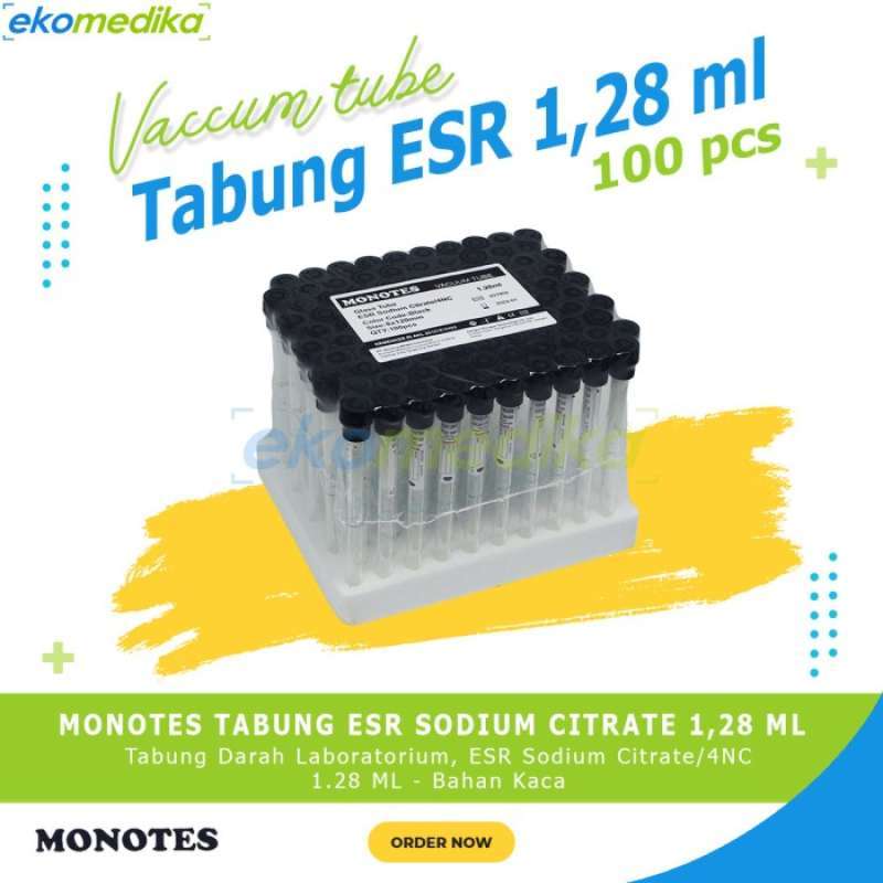 Promo Tabung Darah Esr Sodium Citrate Blood Vacuum Tube 1,28 Ml Monotes ...