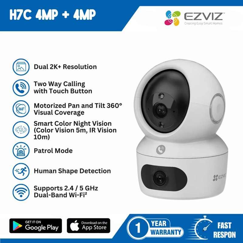 Jual Ezviz H7C 4MP + 4MP Dual 2K+ Smart Wi-Fi Pan & Tilt Ip Camera CCTV ...