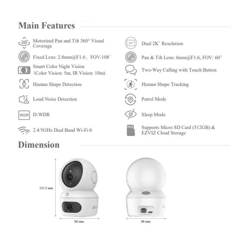 Jual Ezviz H7C 4MP + 4MP Dual 2K+ Smart Wi-Fi Pan & Tilt Ip Camera CCTV ...