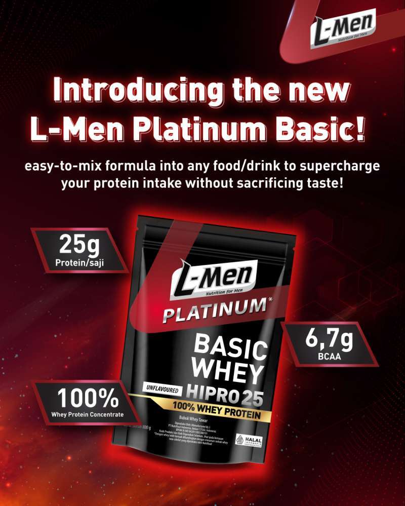 Promo Twin Pack : L-men Platinum Basic Whey Protein Unflavoured 800gr/1 ...