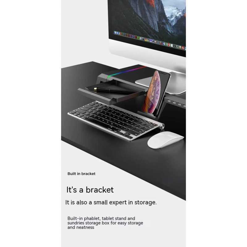 Jual Ice Coorel Meja Laptop Monitor Stand Rgb Obsidian With 4 Usb 3.0 2 ...